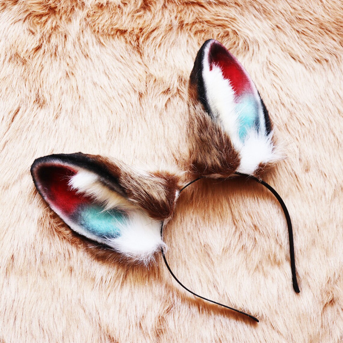 Colorful rabbit earsrabbit ears Realistic brown bunny | Etsy