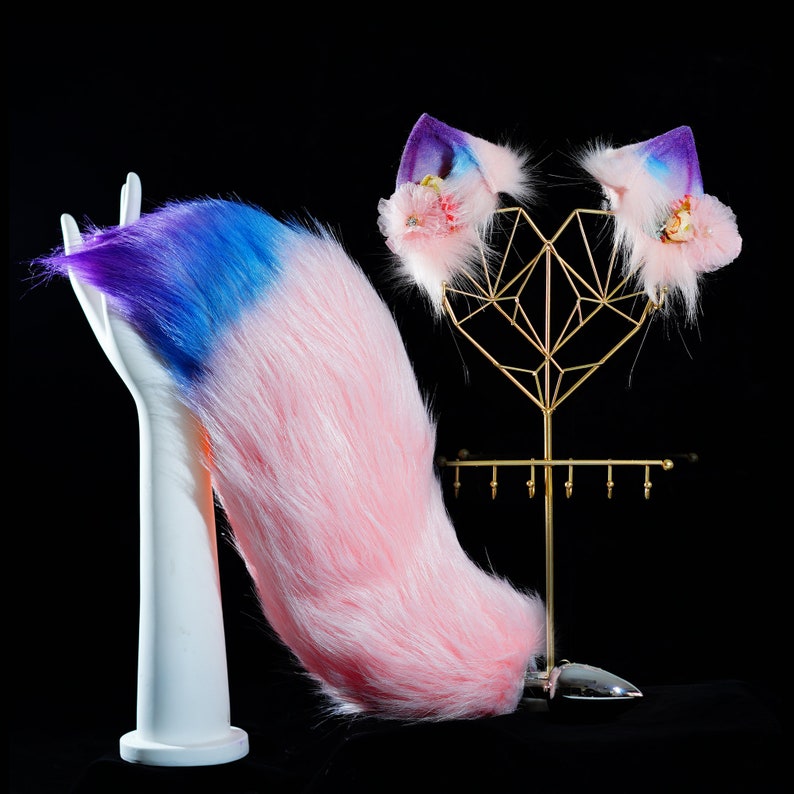 Floral Cat Ears and Tail Lolita Cat Ears Headband Tail Plug - Etsy