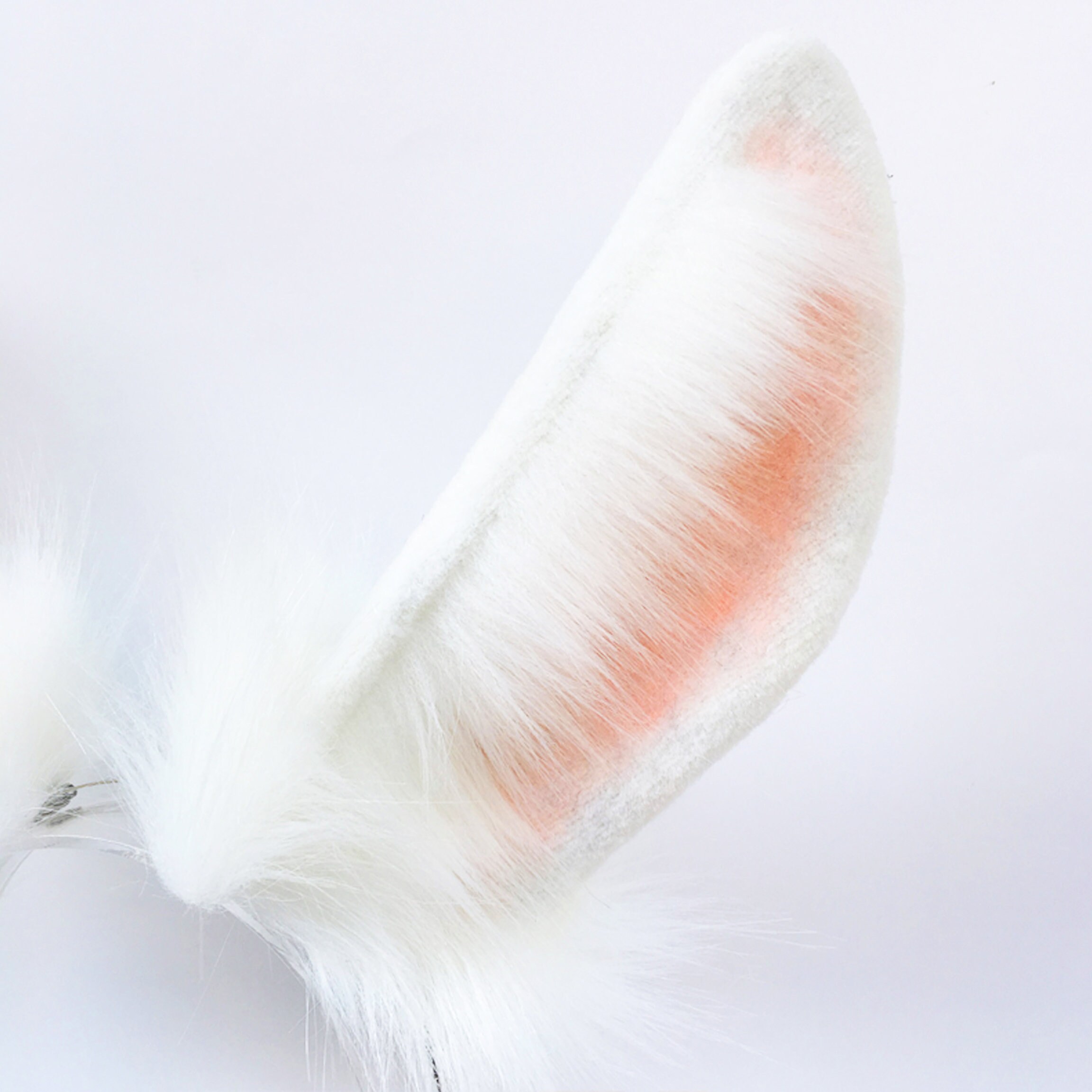 White Fur Ears Bunny Ears Long Fur Cat Ears Ear Headband - Etsy