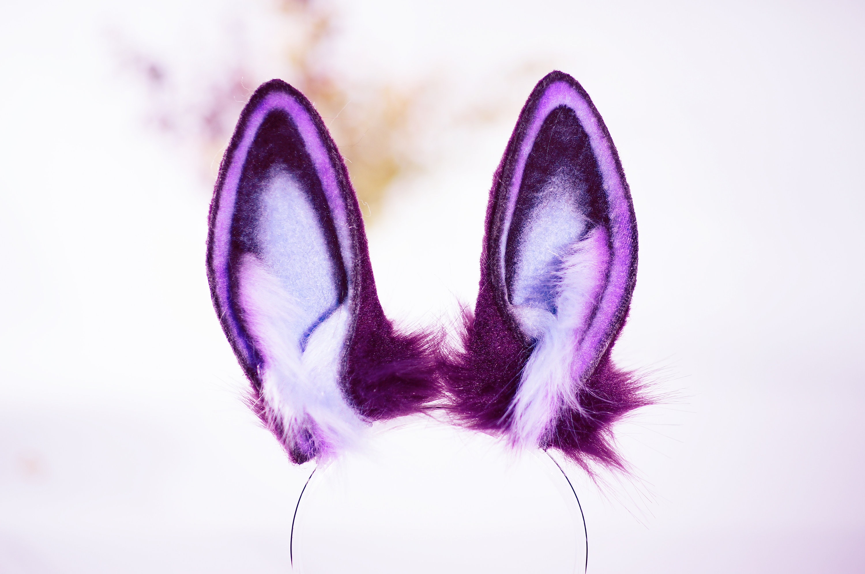 Dark Purple Bunny Ears, Fluffy Ears, Faux Fur Ears, Rabbit Ears ...
