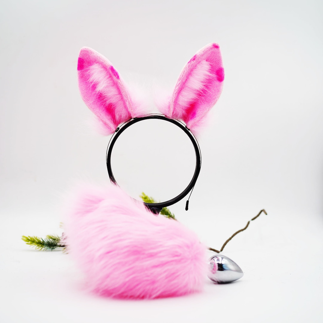 Pink Bunny Ears,handmade Ears Headband, Cosplay Bunny Ears, Rabbit Ear ...