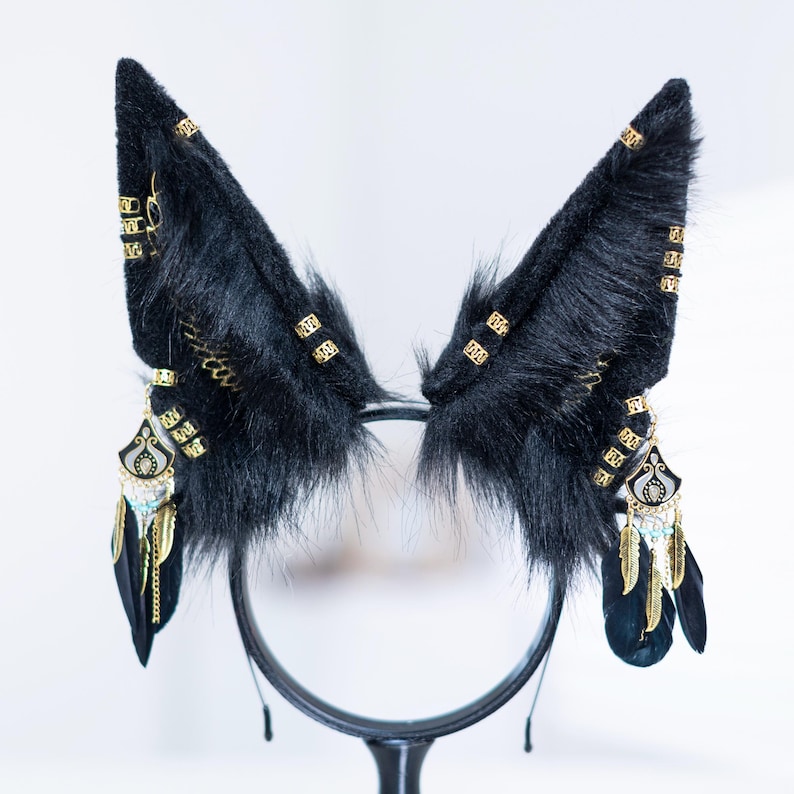 Faux Fur Anubis Ears and Tail Set | Fursuit Accessories for Cosplay ...