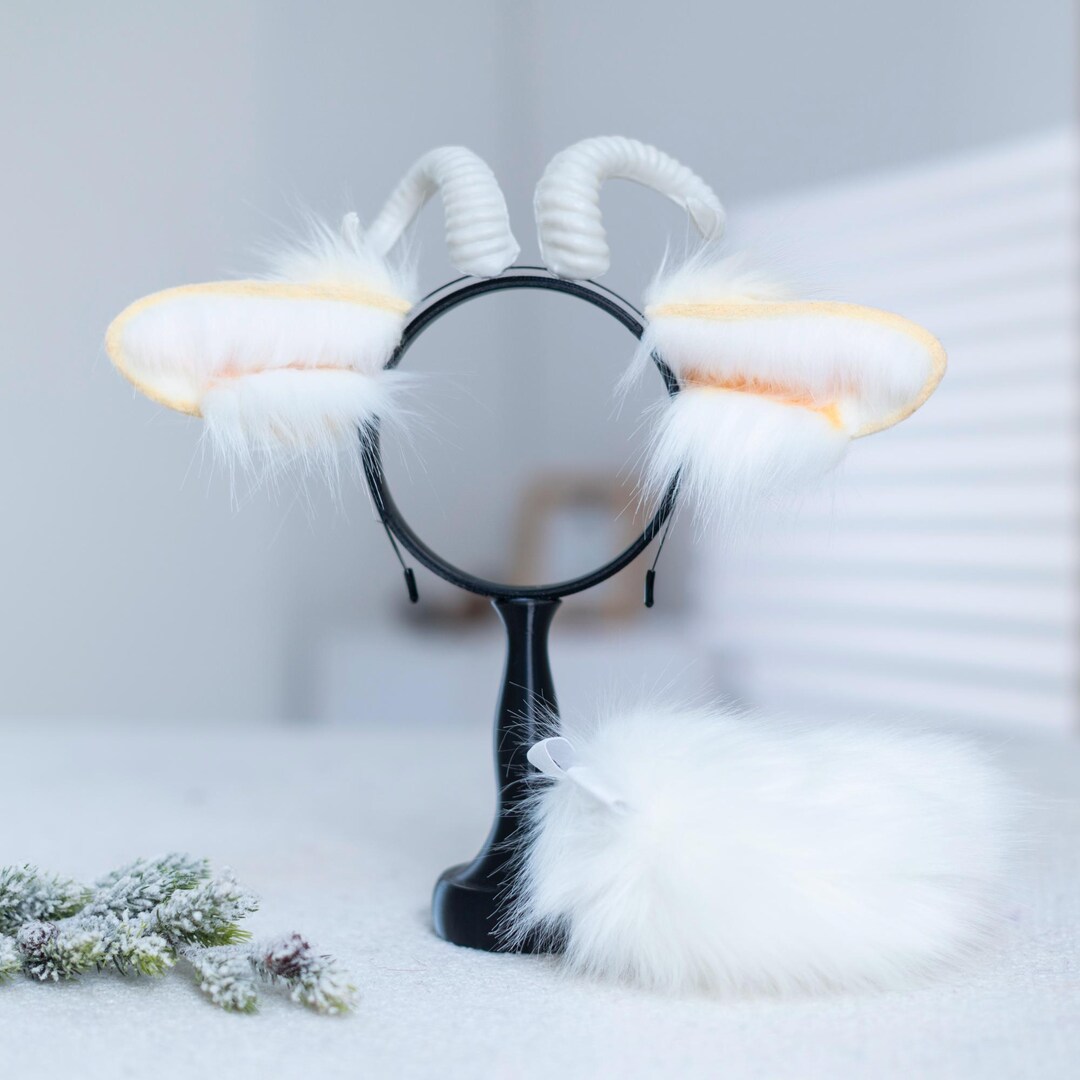 Furry Convention Sheep Set | Faux Fur Ears and Tail for Cosplay, LARP ...
