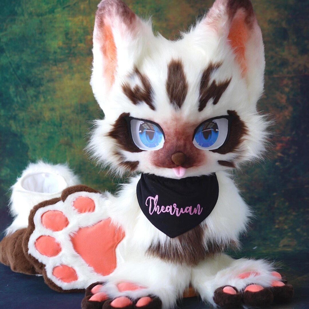 Mini Partial Toony Fursuit Head Set With Indoor Feetpaws, Faux Fur ...