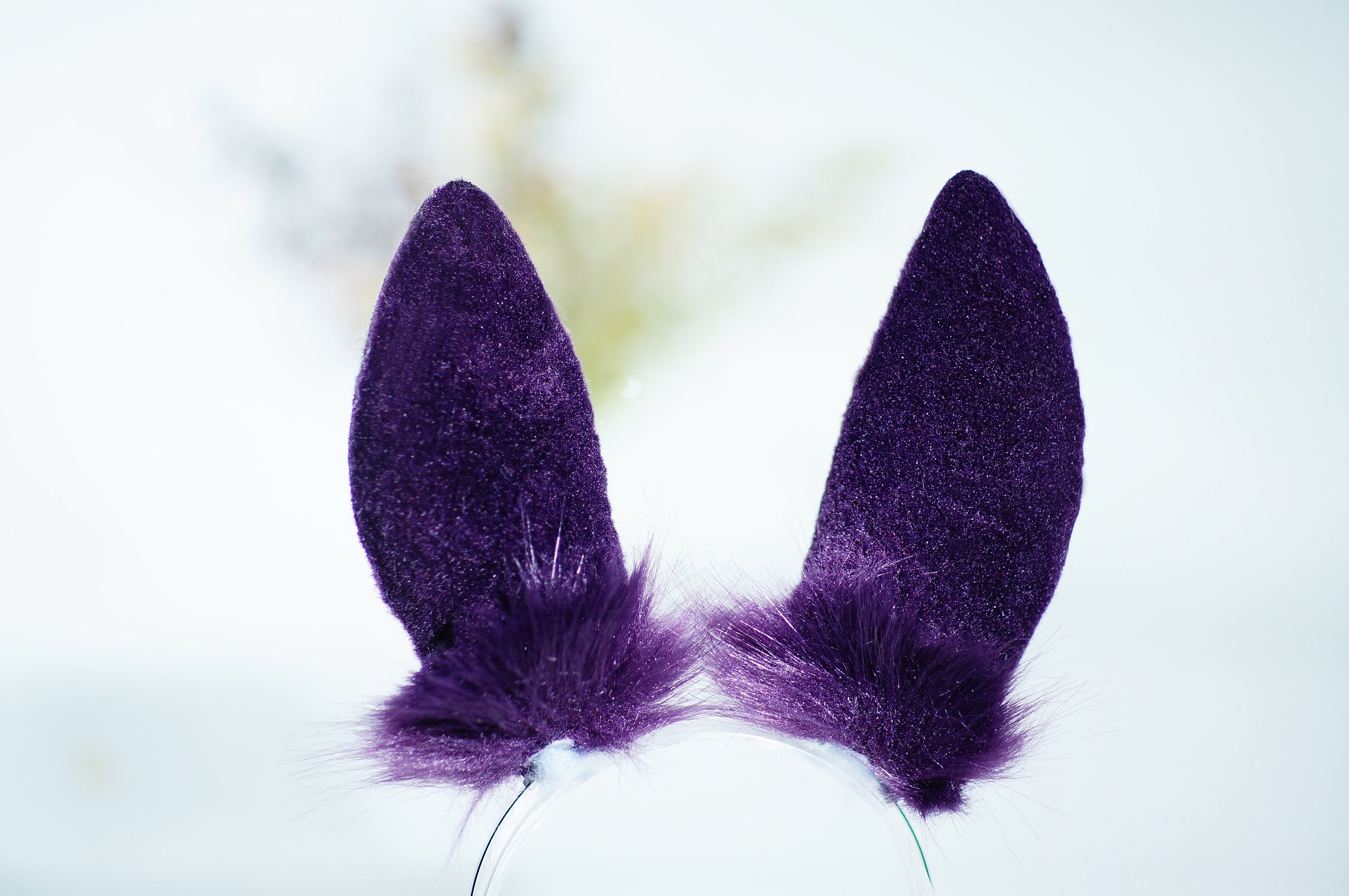 Dark Purple Bunny Ears Fluffy Ears Faux Fur Ears Rabbit - Etsy