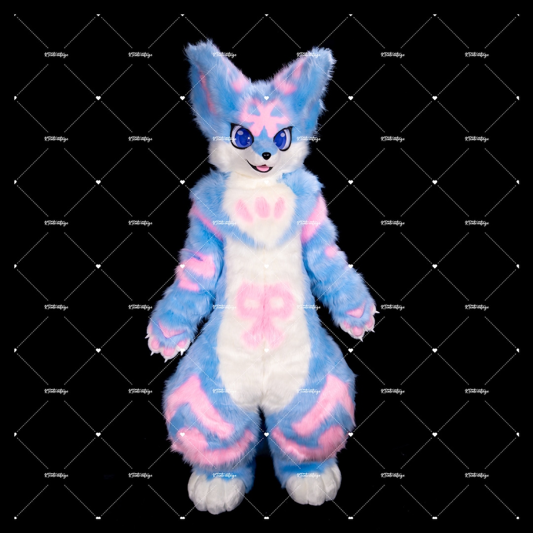 Light Blue Full Fursuit, Cosplay Fursuit Body Paws, Shoes Tail, Cat ...