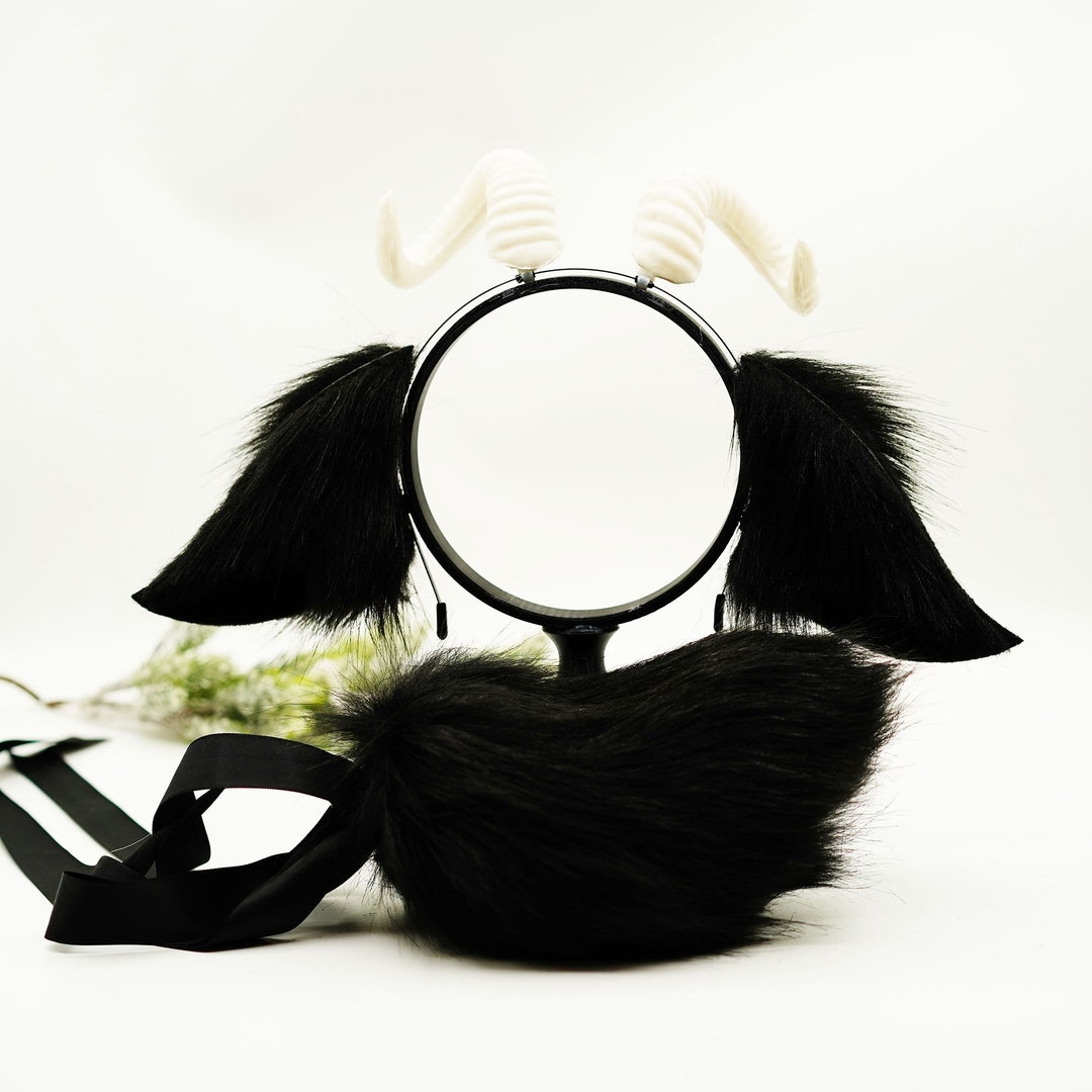 4.7cute Black Sheep Ears With Horn, Faux Ears, White Antler, Sheep Horn ...