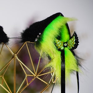 Elf Green and Black Cat Ears and Tail, Cat Ears and Tail, Cat Tail ...