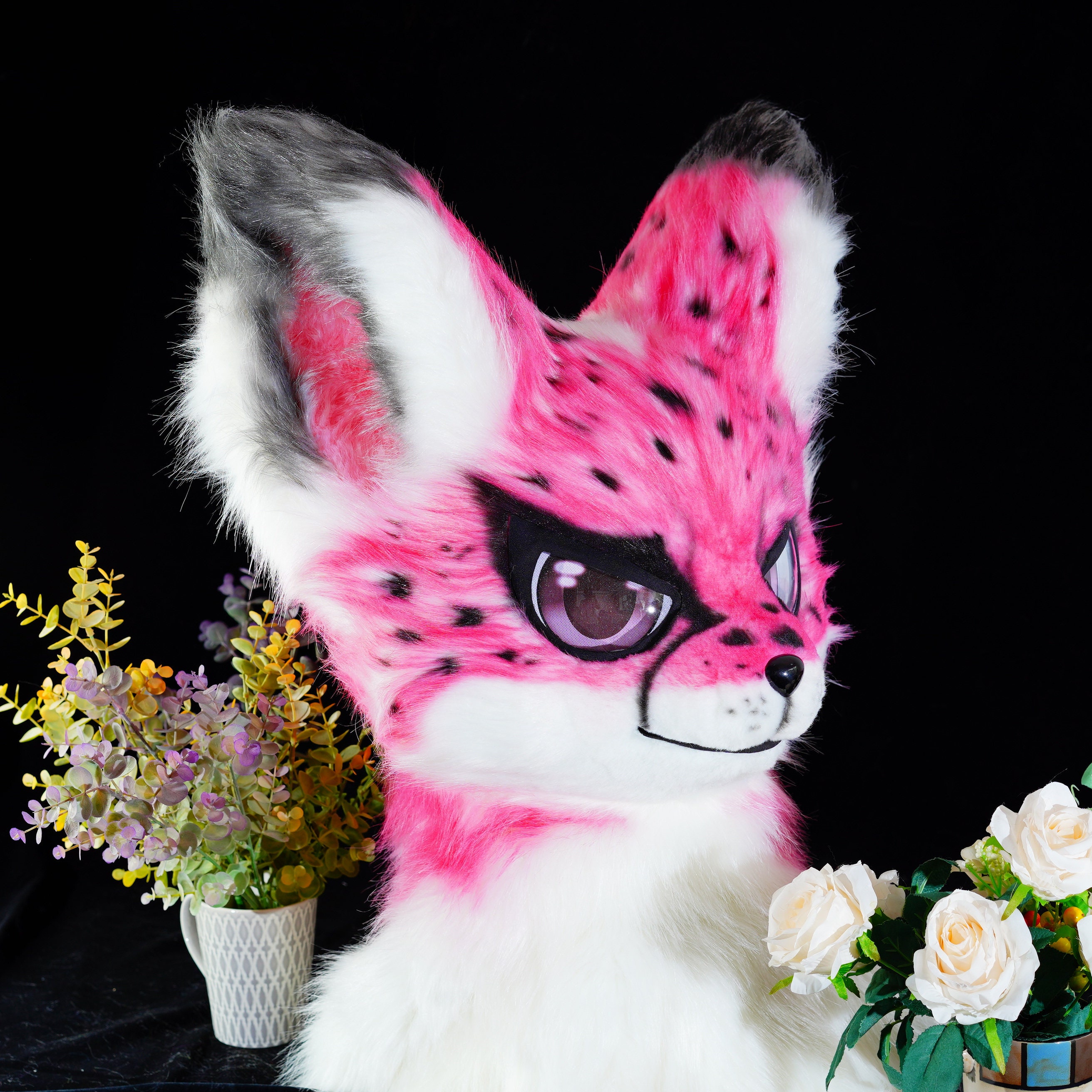Light Pink Fursuit Head Kitsune Fursuit Head With Figure - Etsy
