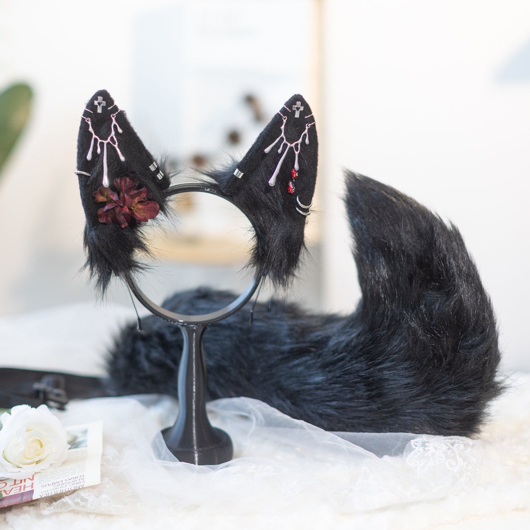 Red and Black Fox Ears,cat Ears,pet Play, Tubbo Cosplay, Kitten Ears ...