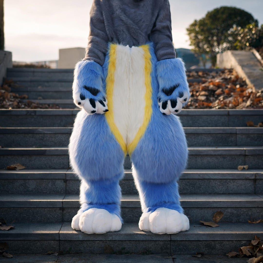 Whimsical Blue & White Full Fursuit Pants,furry Convention Custom ...