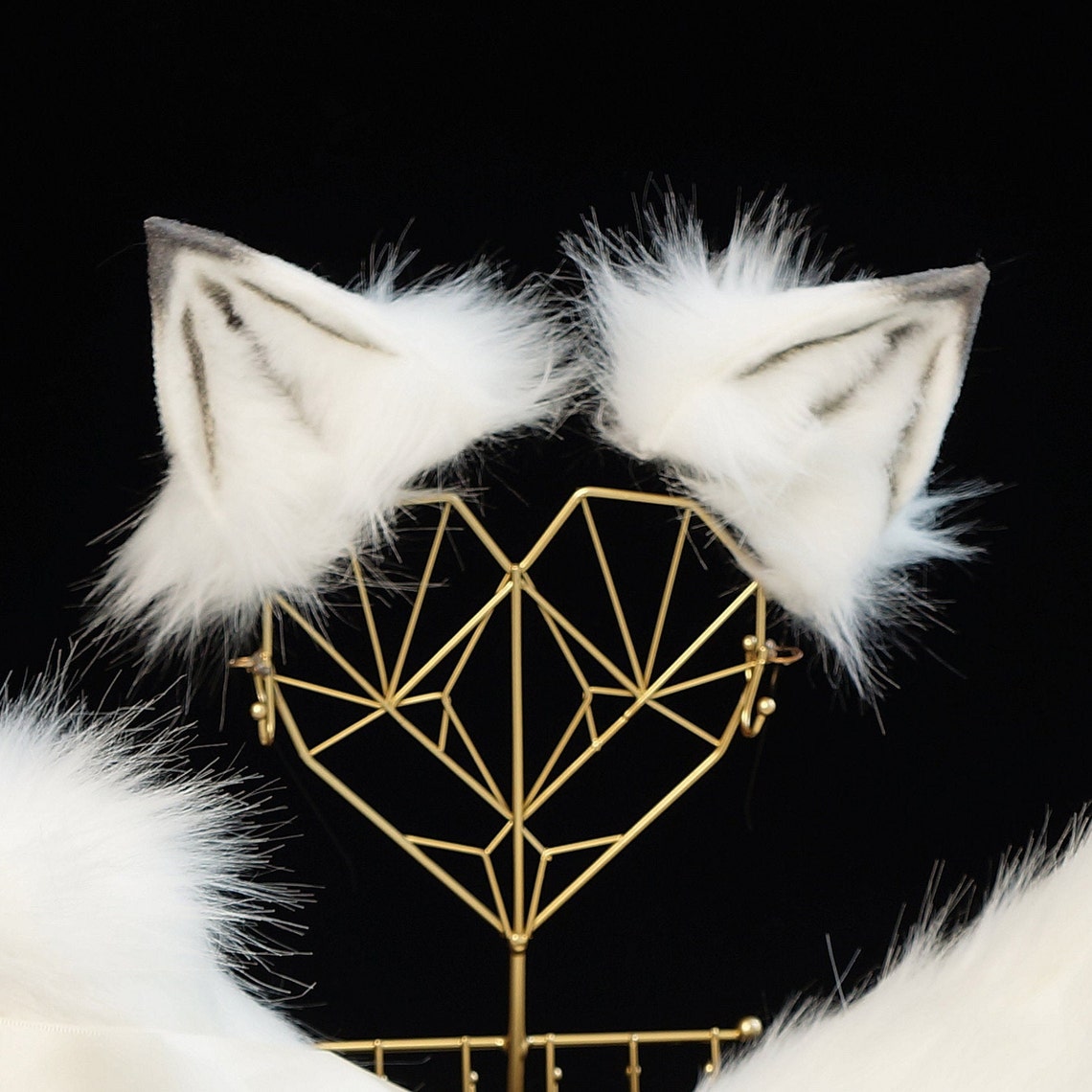 White Wolf Cosplay Fake Fur Earsrealistic Tail Ears - Etsy