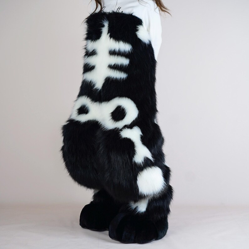 Skeleton Fursuit Body Pants Paws Faux Fur Animal Character Partial Hood ...