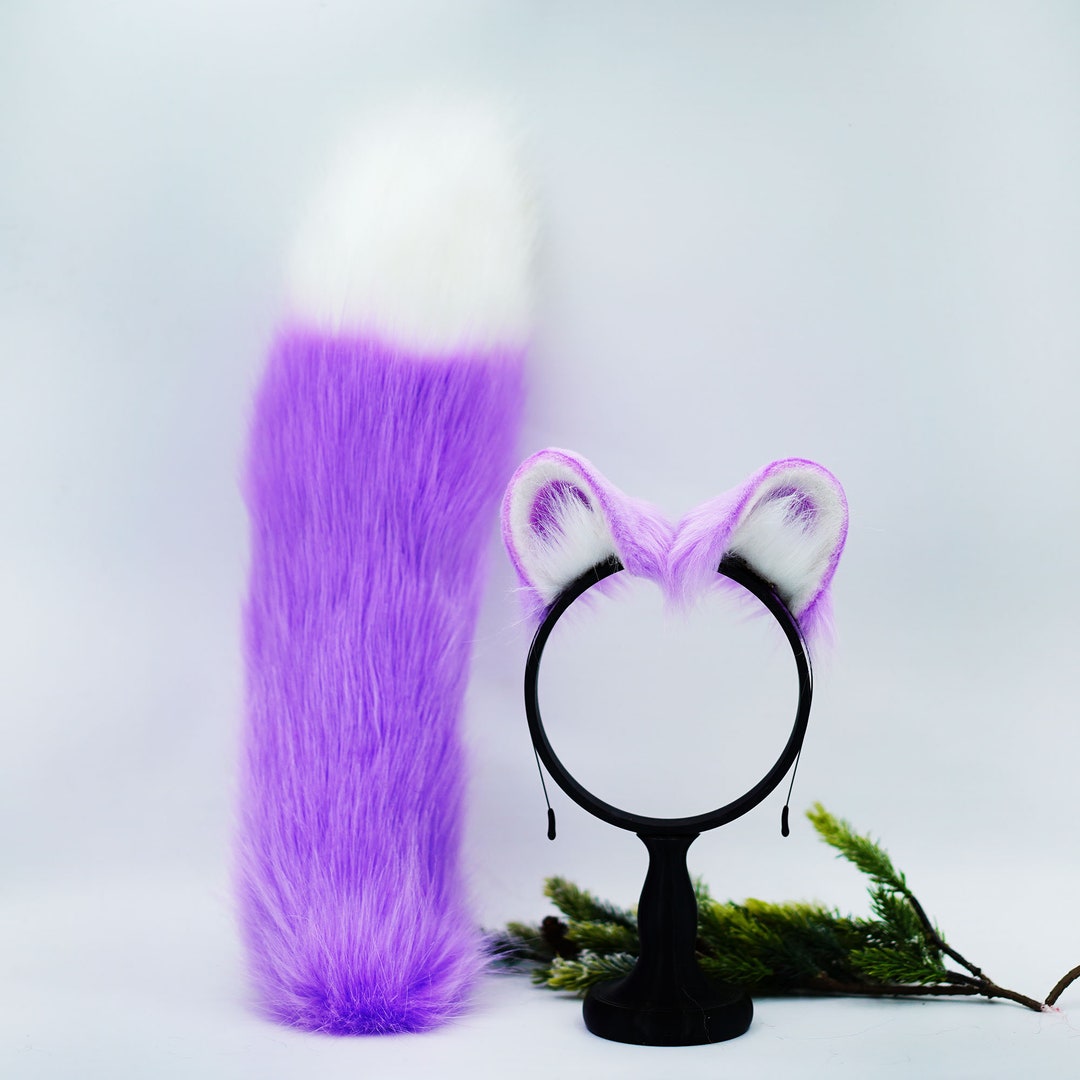 Purple Cat Ears and Tail, Purple Cat, Fox Ears, Cat Ears Headband ...