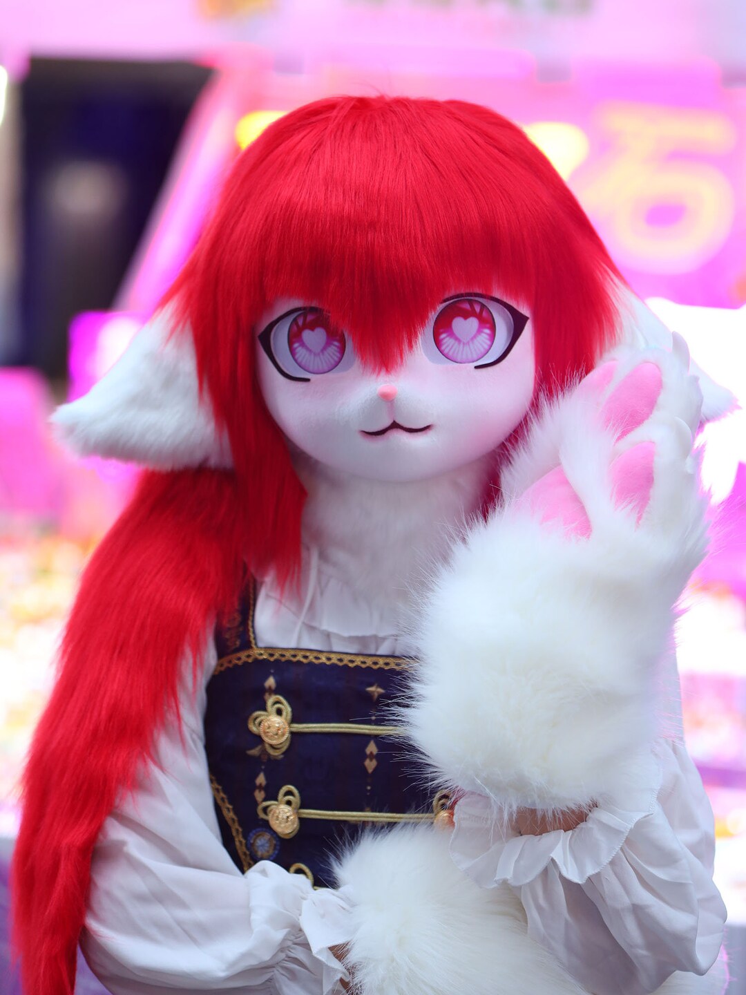 Fantasy Fursuit Head Mask Red Lamb Furry Budget Friendly Mask, Furry ...