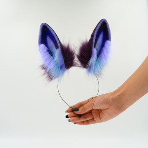 Dark Purple Bunny Ears, Fluffy Ears, Faux Fur Ears, Rabbit Ears ...