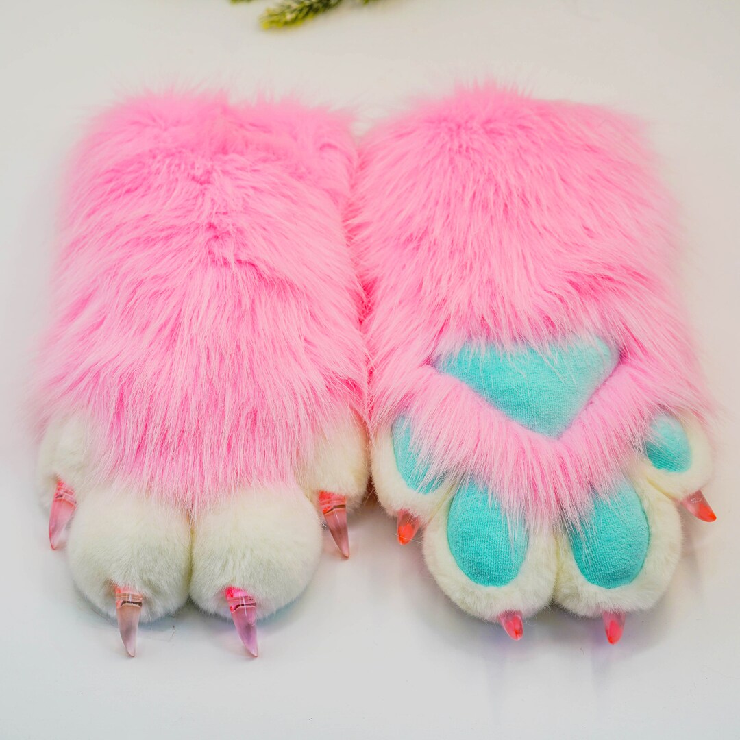 Pink Faux Fur Paws With 4 Fingercustom Fursuit - Etsy