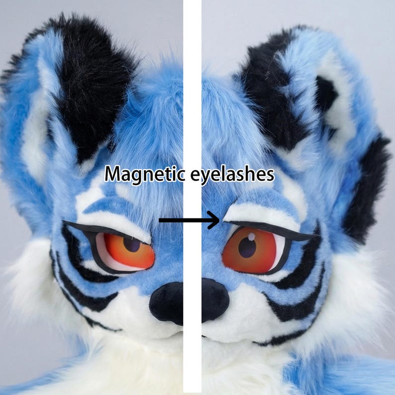 Tiger Full Fursuit With Removable Eyelids, Complete Custom Set | Blue ...