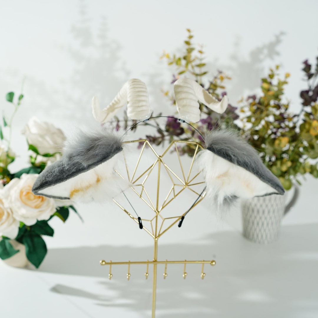 Cute Light Grey Sheep Ears With Horn, Cosplay Ear,custom Ears, Petplay ...