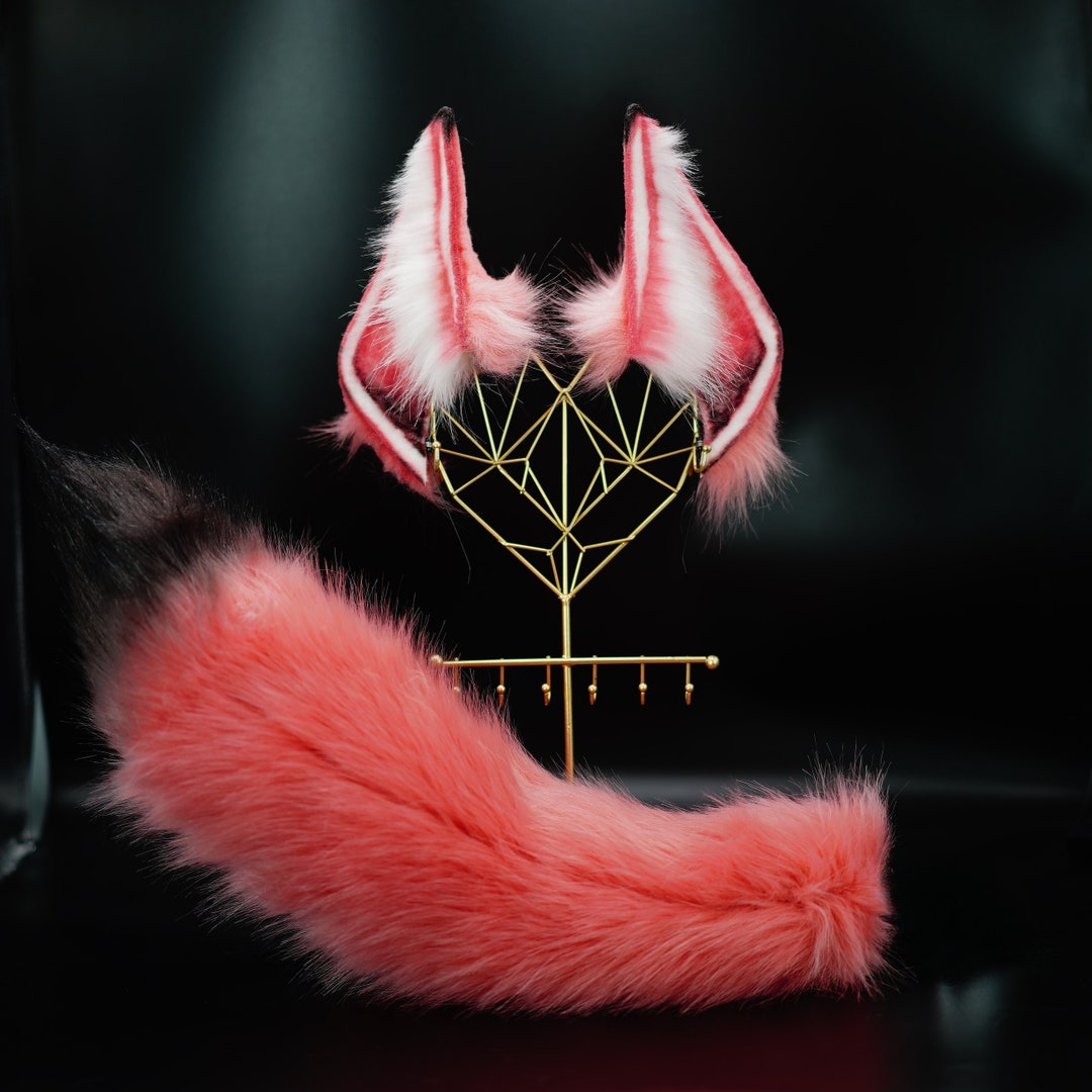 Coral Color Fox Ears, Wolf Ears Custom, Realistic Ears, Petplay, Kawaii ...