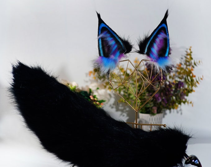 Galaxy Lynx Ears and Tail Strip Kitsune Cat Ears and Tail - Etsy