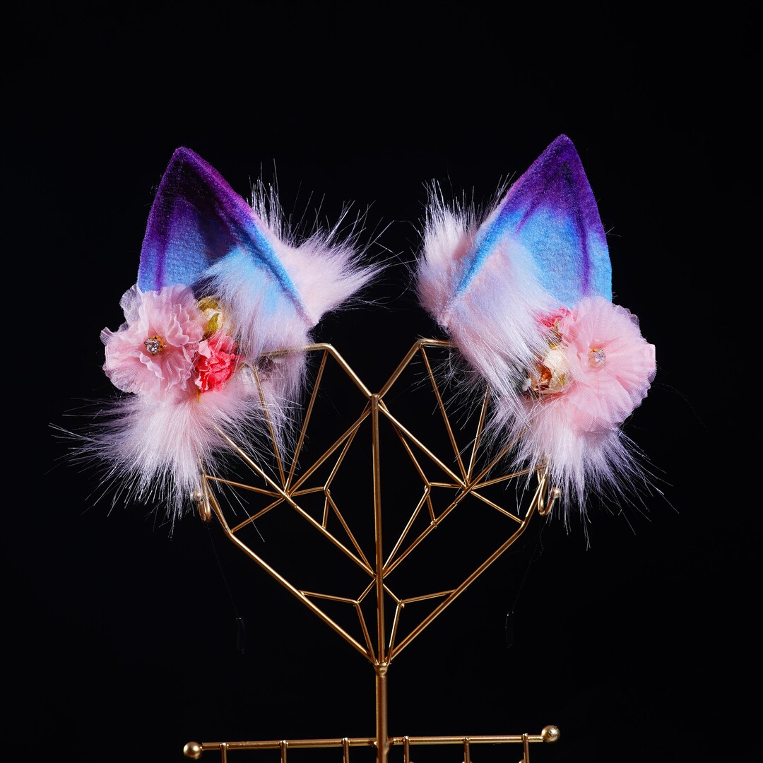 Floral Moon Cat Ears and Tail, Kitten Ears and Tail Set, Cat Ears, Tail ...