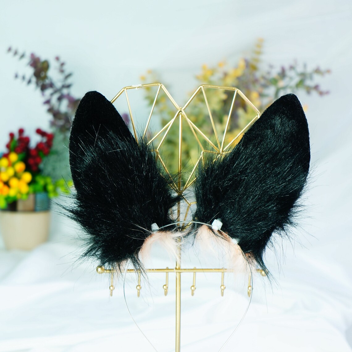 Black Bunny Ears Fluffy Ears Faux Fur Ears Rabbit Ears - Etsy