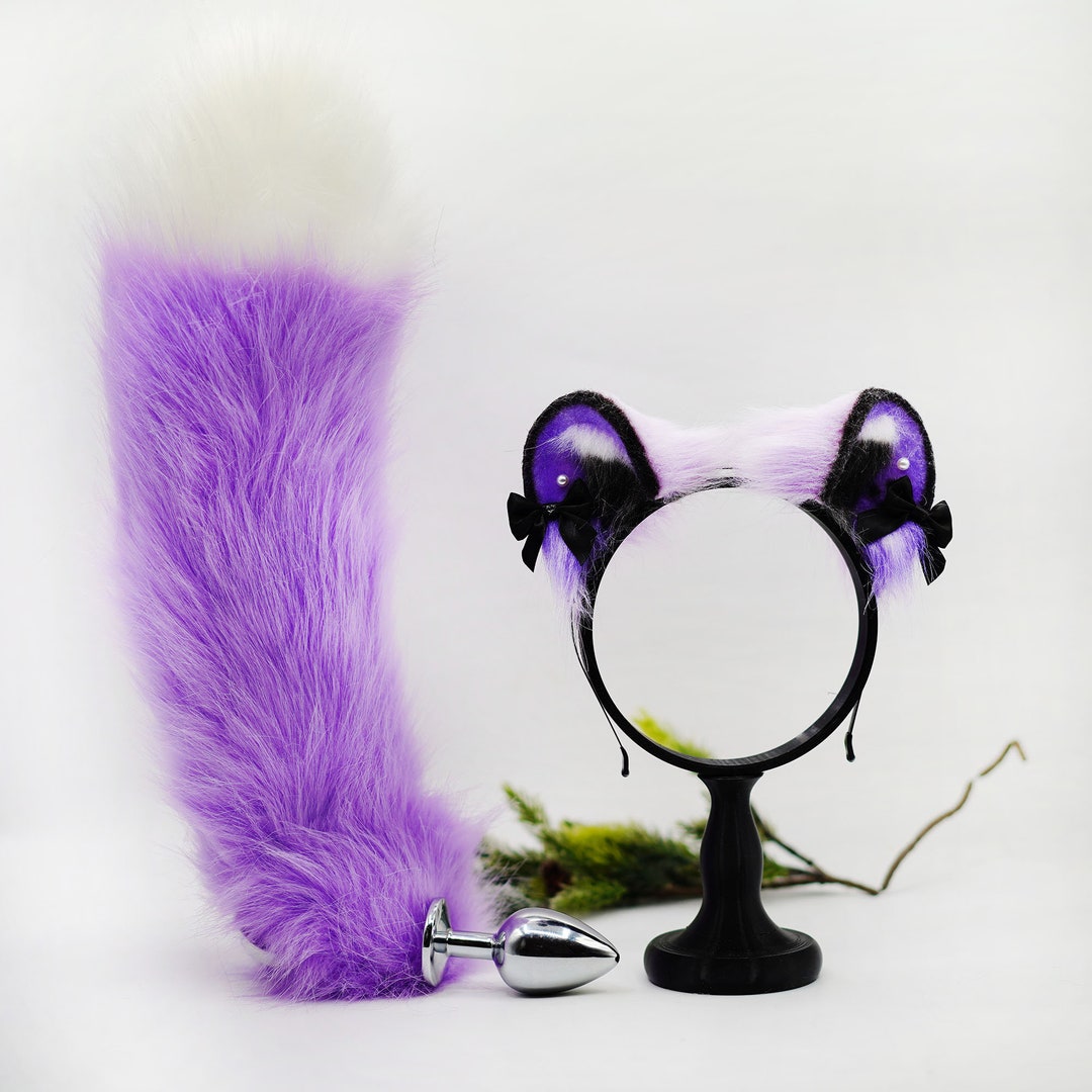 Purple Hamster Ears, Cosply Ears and Tail , Handmade Cosplay Cat Ears ...