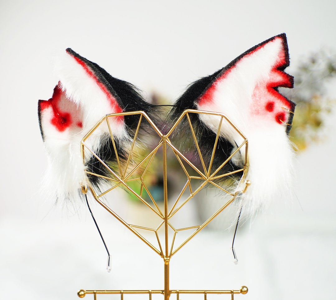 Battle Deamged Cat Ears Fluffy Ears Cosplay Bloodstain Fox - Etsy