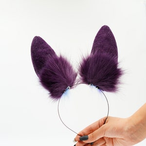 Dark Purple Bunny Ears, Fluffy Ears, Faux Fur Ears, Rabbit Ears ...