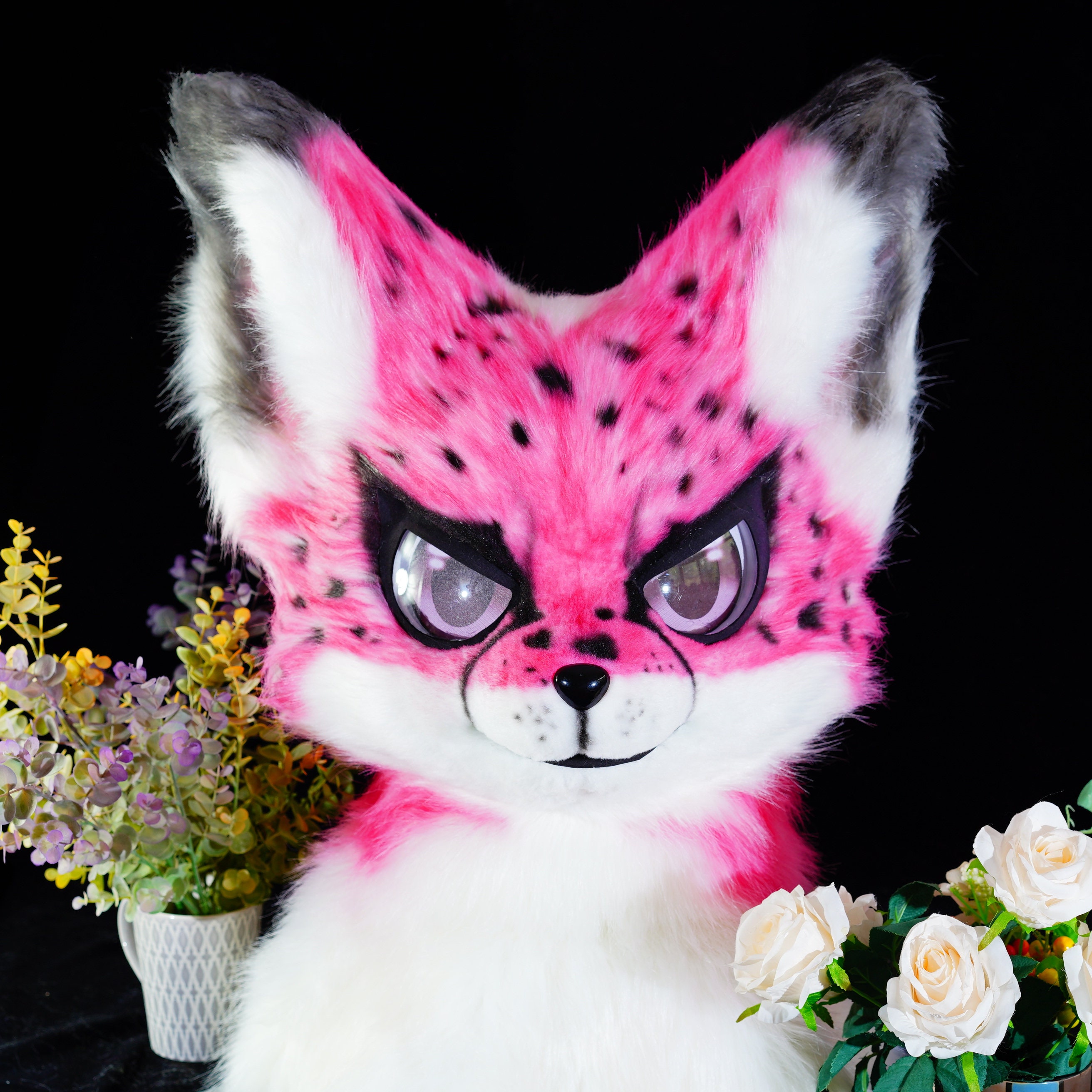 Light Pink Fursuit Head Kitsune Fursuit Head With Figure - Etsy