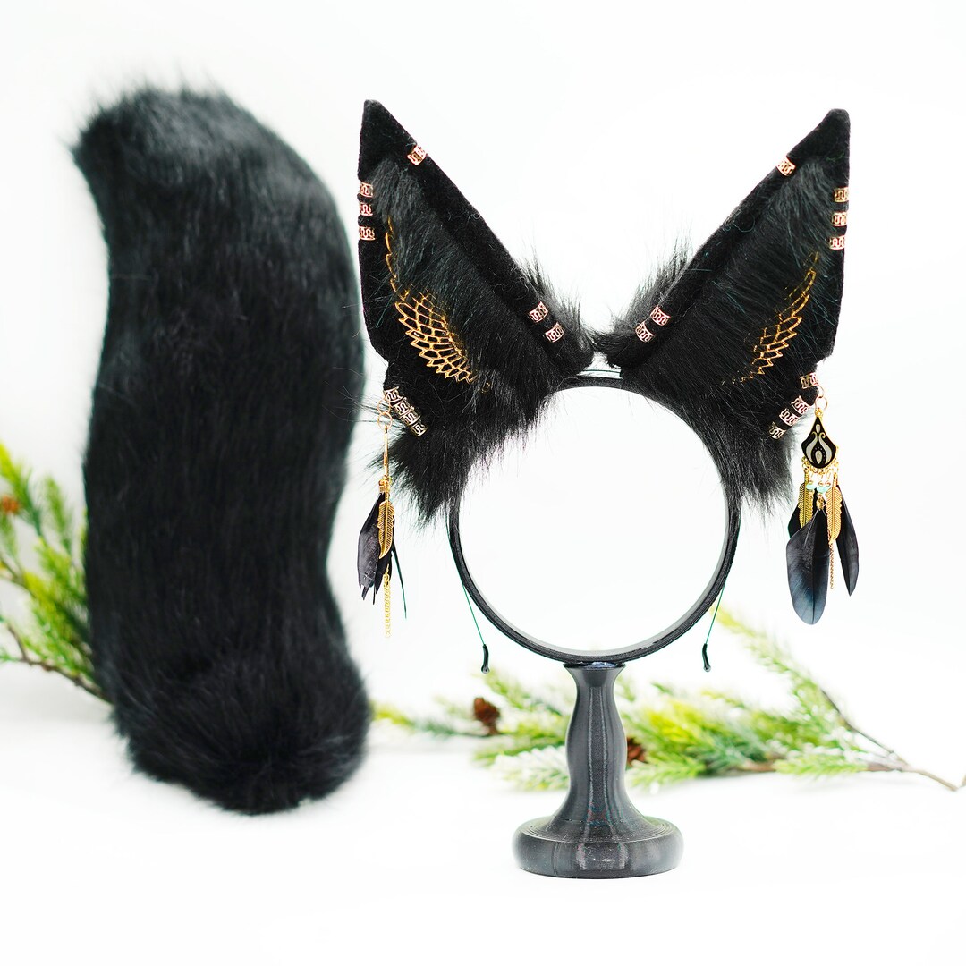 Realistic Wolf Ear,faux Fur Anime Ears Headband and Tail, Furears ...