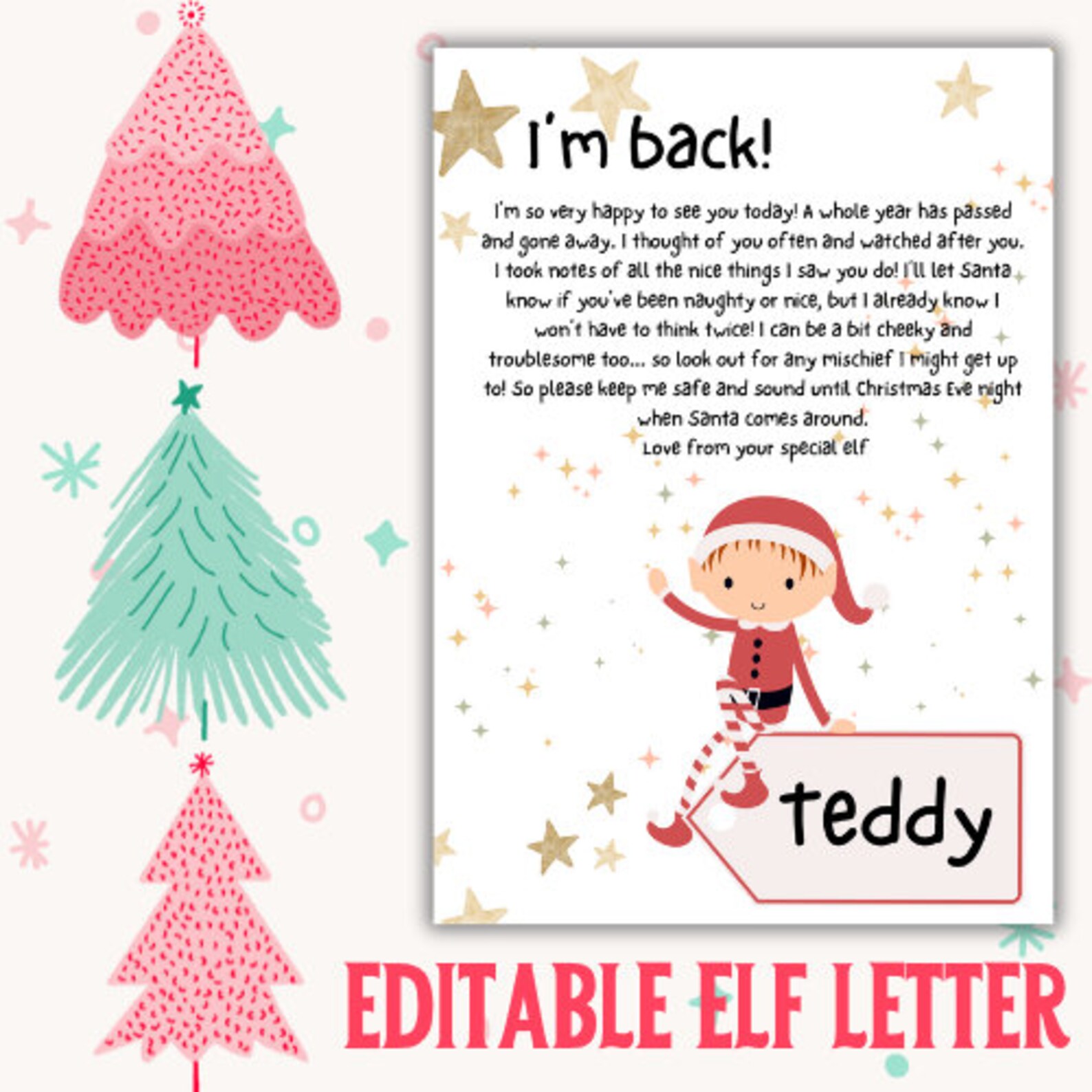 Editable Elf Hello Letter, Elf Letter- Instant Download, Holiday Elf ...