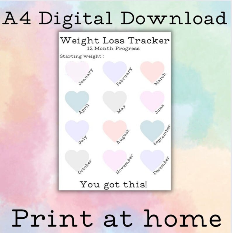Weight Loss Tracker A4 Digital Download Printable-weight - Etsy