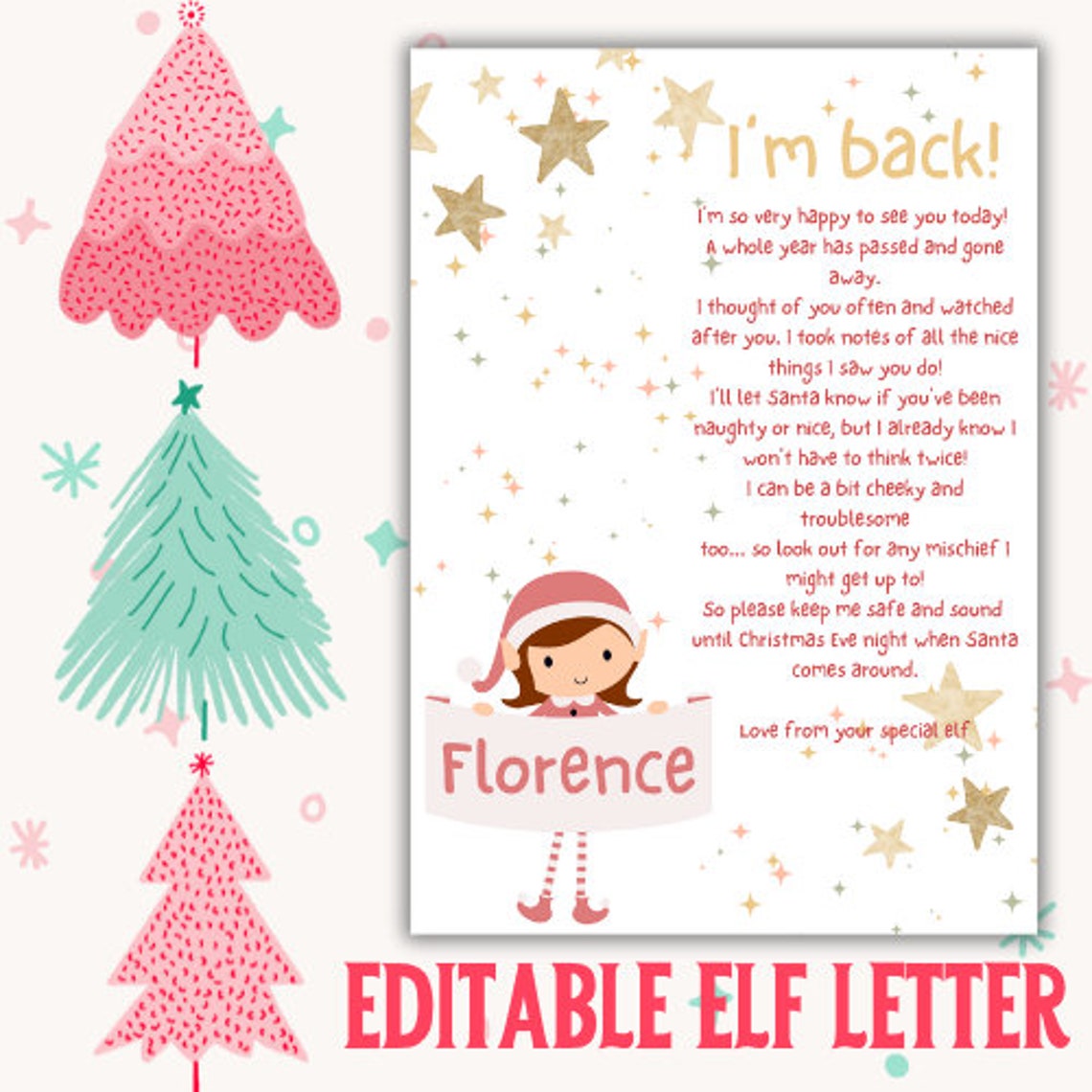 Editable Elf Hello Letter, Elf Letter- Instant Download, Holiday Elf ...