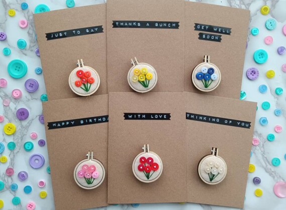 Mini Magnet Button Flower Cards - Etsy UK