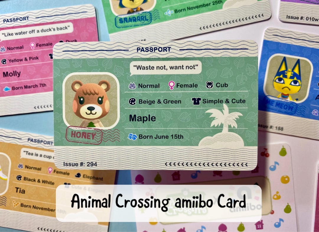 Animal Crossing Ami*bo Card Passport Style | All Villagers/special ...