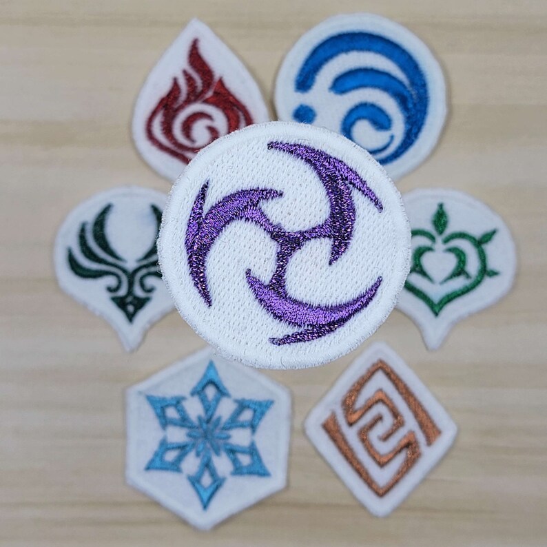 WHITE - Fan-made Metallic Genshin Impact Element Patches - Pyro/hydro ...