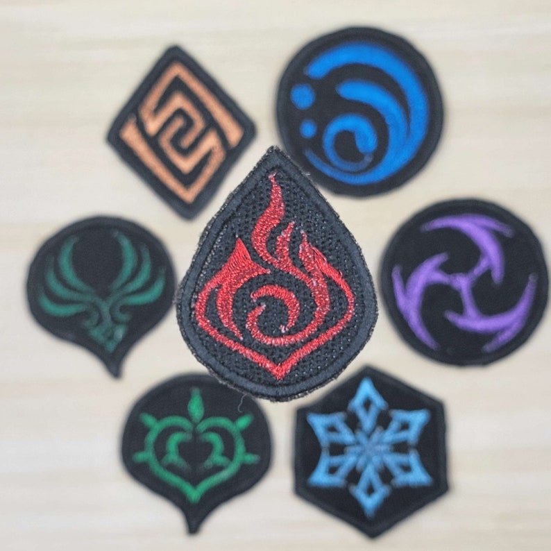 BLACK - Fan-made Metallic Genshin Impact Element Patches - Pyro/hydro ...