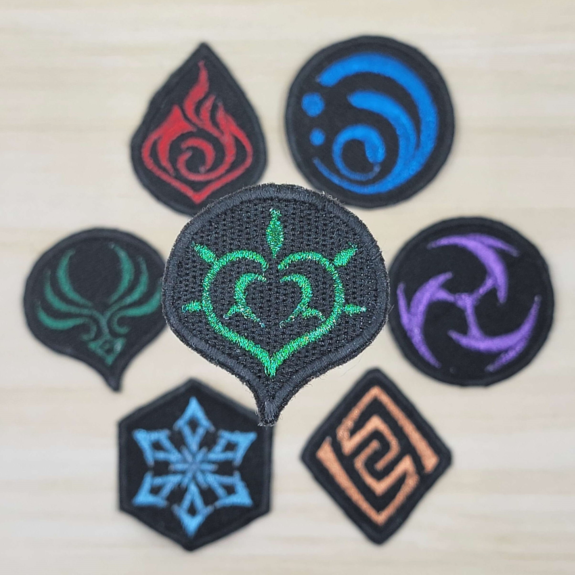 BLACK - Fan-made Metallic Genshin Impact Element Patches - Pyro/hydro ...