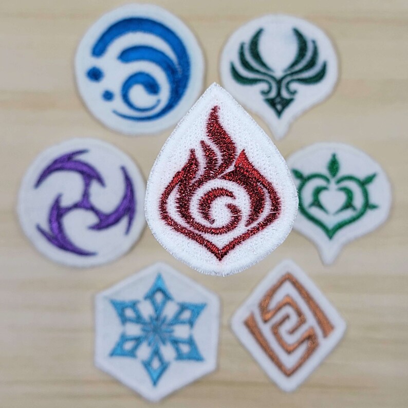 WHITE - Fan-made Metallic Genshin Impact Element Patches - Pyro/hydro ...