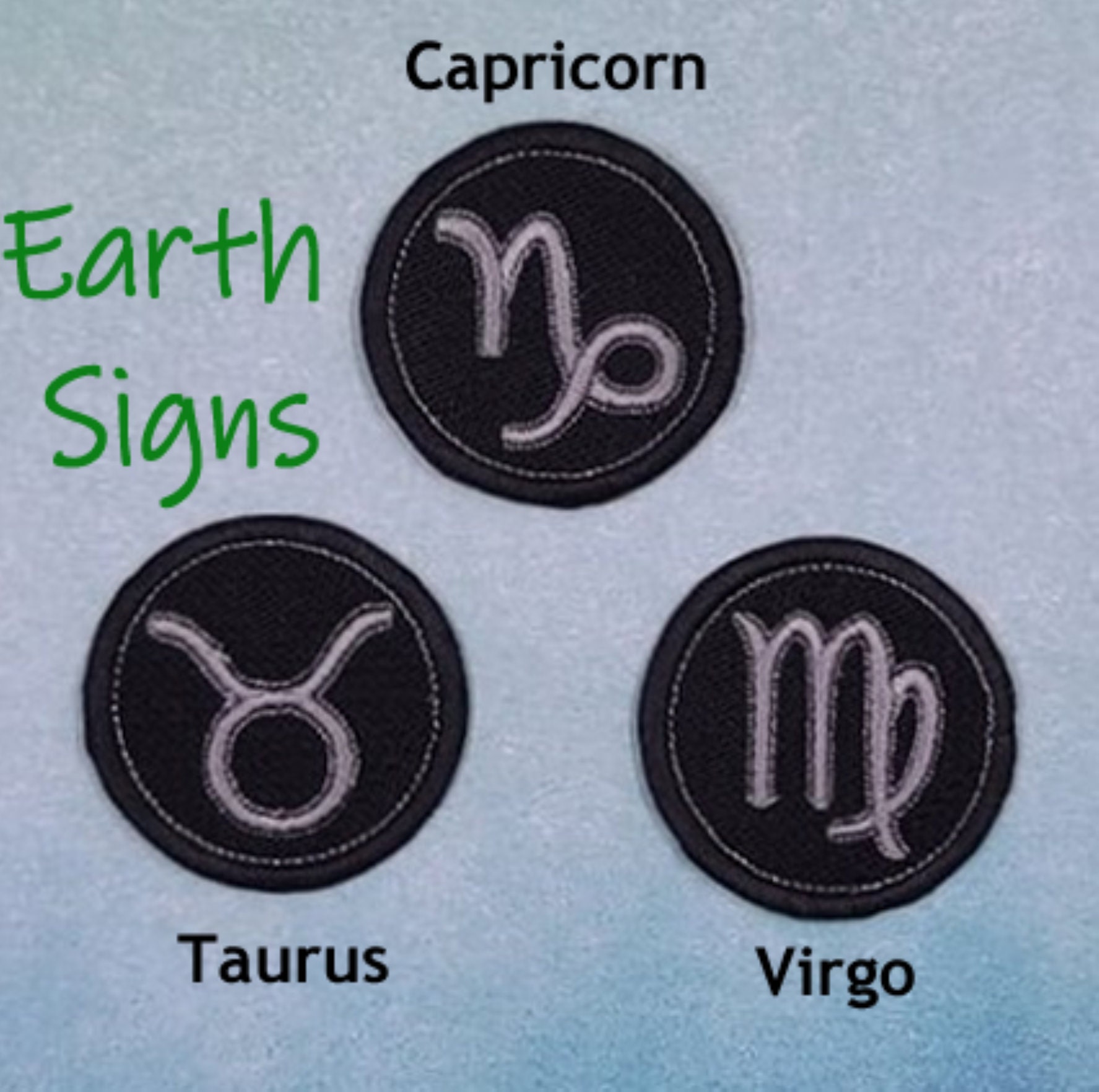 SILVER Astrology Zodiac Sign Patches Embroidered - Etsy