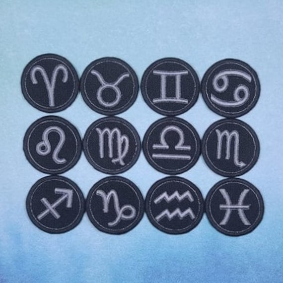 SILVER Astrology Zodiac Sign Patches Embroidered - Etsy