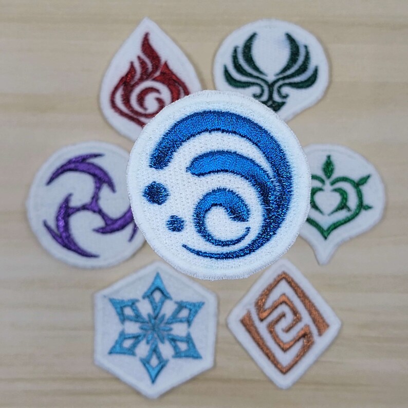 WHITE - Fan-made Metallic Genshin Impact Element Patches - Pyro/hydro ...