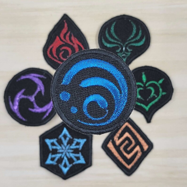 BLACK - Fan-made Metallic Genshin Impact Element Patches - Pyro/hydro ...
