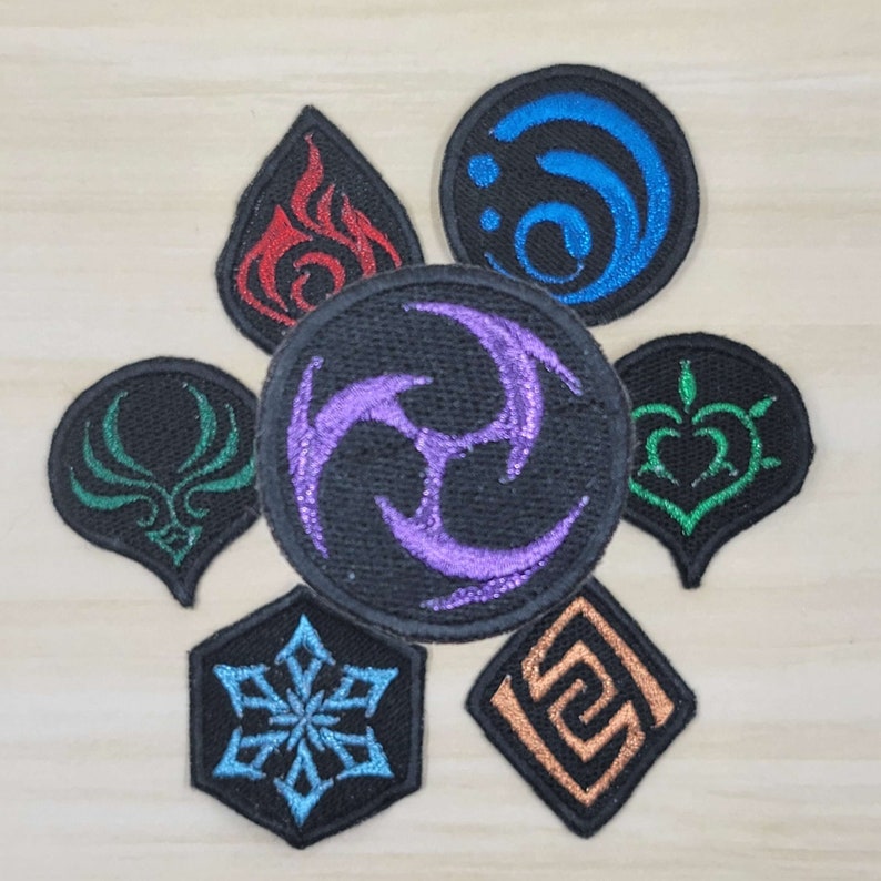 BLACK - Fan-made Metallic Genshin Impact Element Patches - Pyro/hydro ...