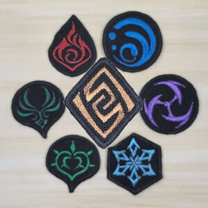BLACK - Fan-made Metallic Genshin Impact Element Patches - Pyro/hydro ...