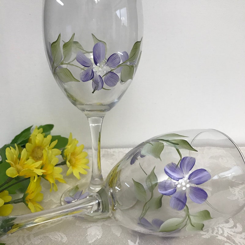 Hand Painted Wine Glasses - Etsy