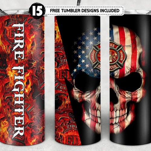 Firefighter Fire EMS Rescue Sublimation Design 20oz Skinny - Etsy