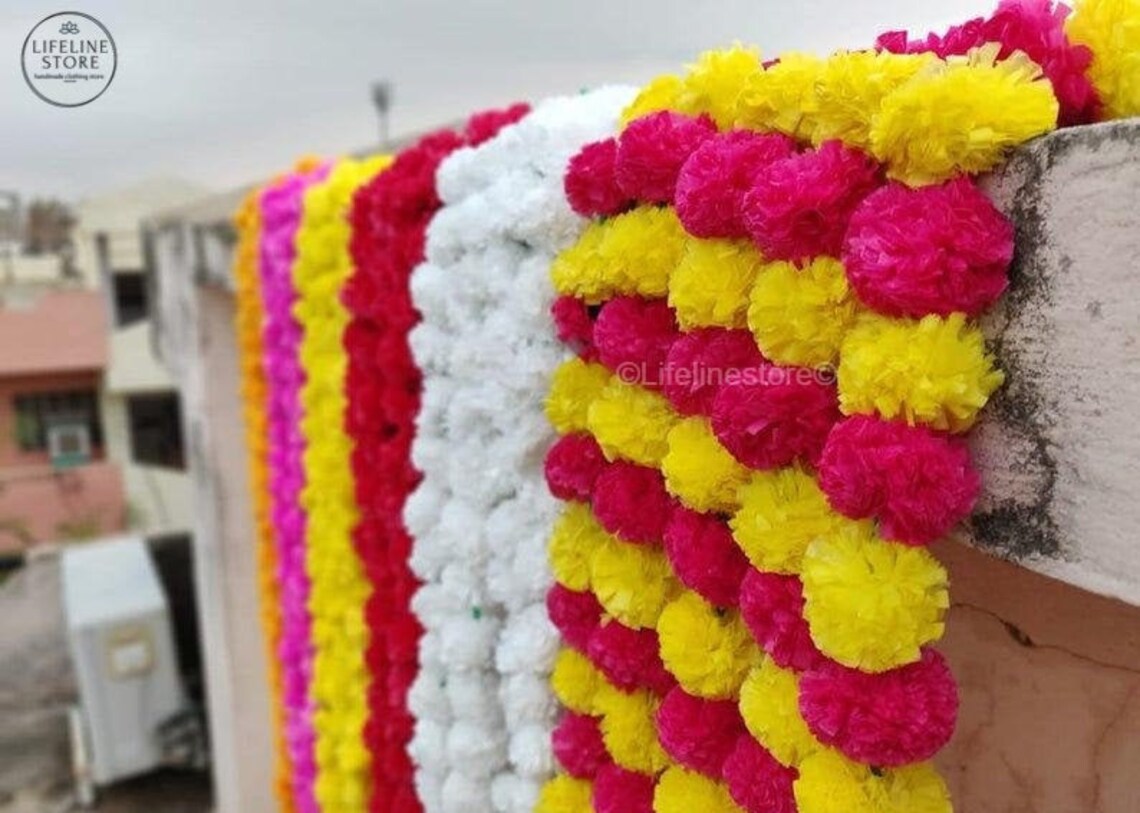 Mango Color Artificial Decorative Marigold Flower Garland - Etsy